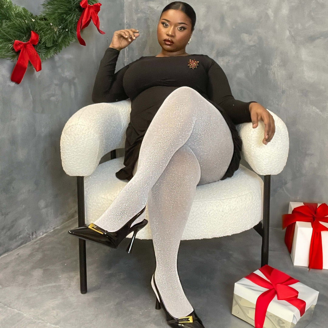 Lux Sparkle Tights - Snowball - Tights & Clothes In Sizes 4-38 - Snag – Snag Australia