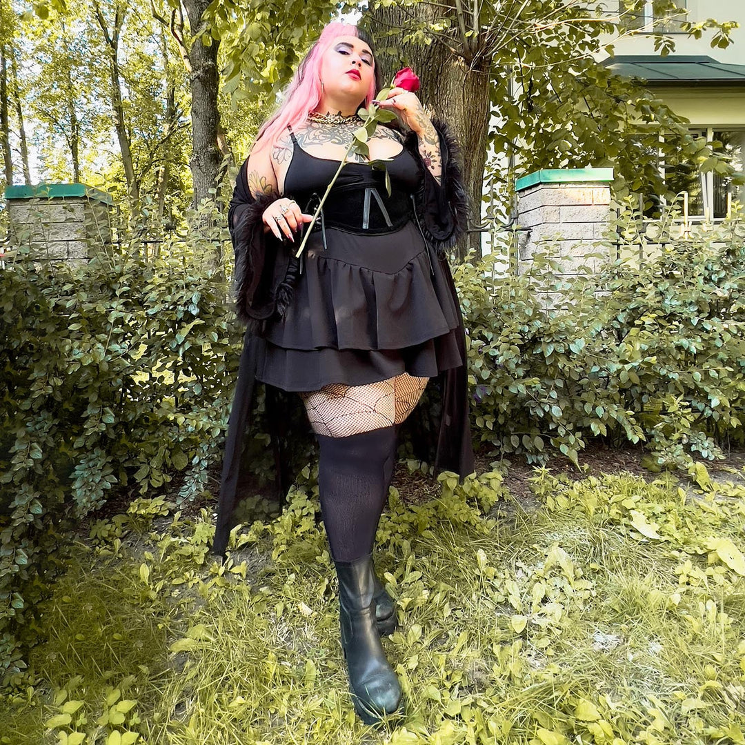 Venom Mock Garter Tights | Crotchless Tights | Snag – Snag Australia