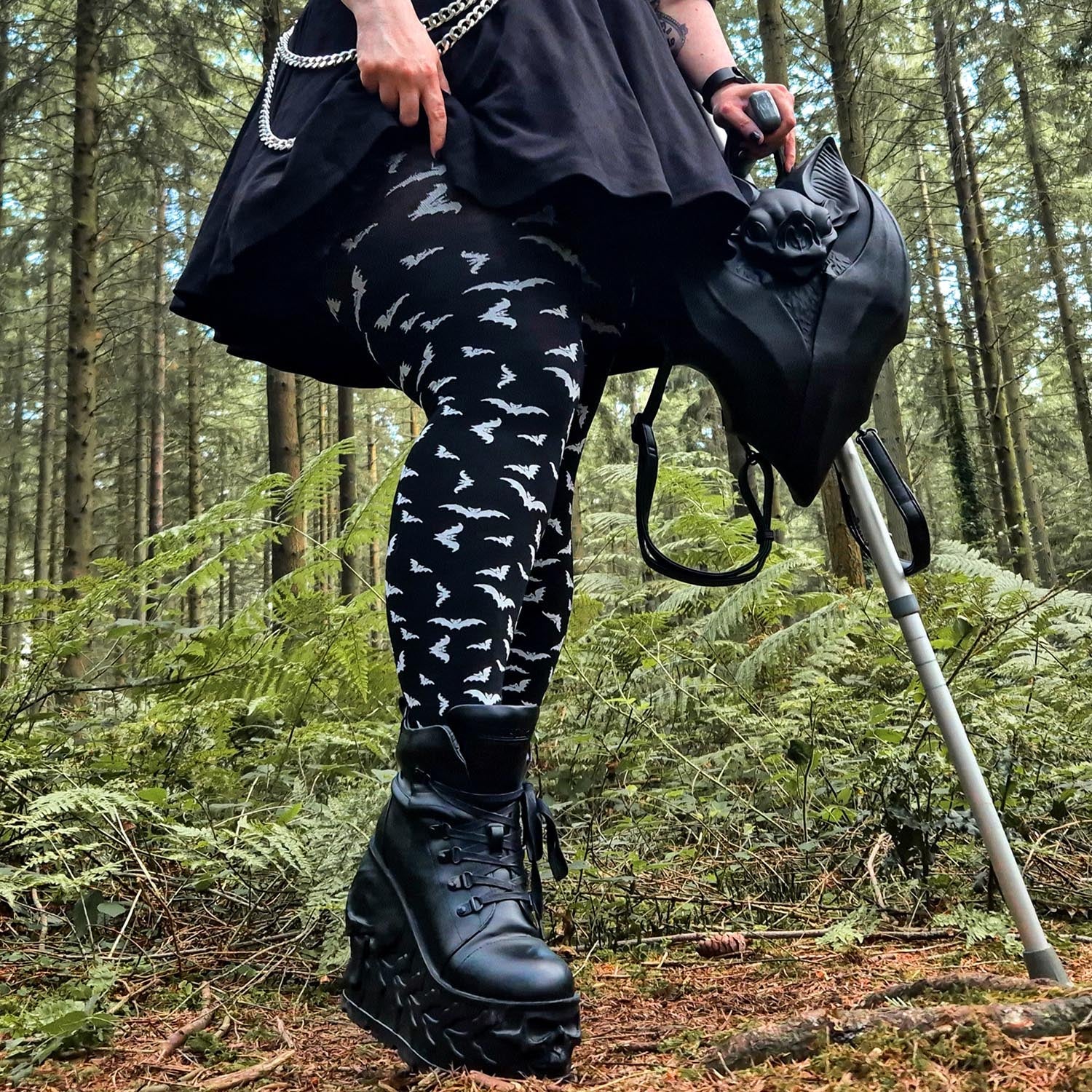 Black And White Bat Tights - Dark Night - Snag – Snag Australia