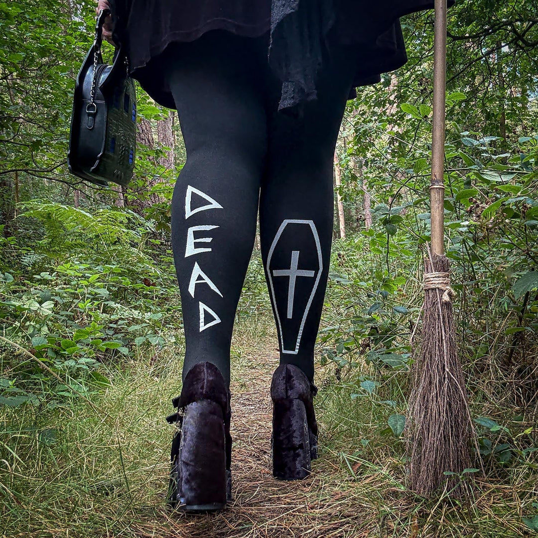Dead Inside Tights | Goth Coffin Slogan Tights | Snag – Snag Australia