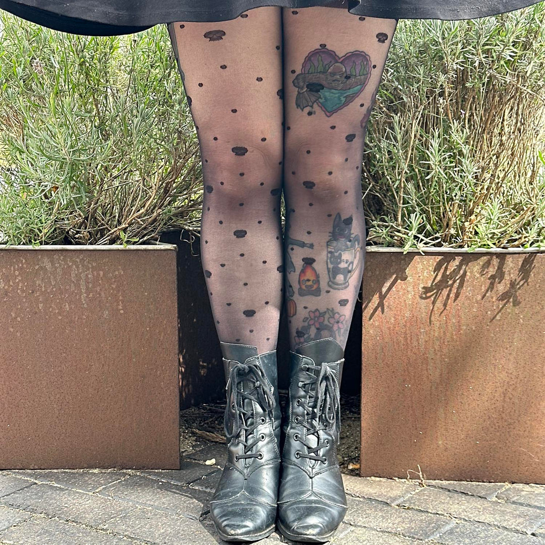 Dot Dot Dot Tights | Skull Polka Dot Goth Tights | Snag – Snag Australia