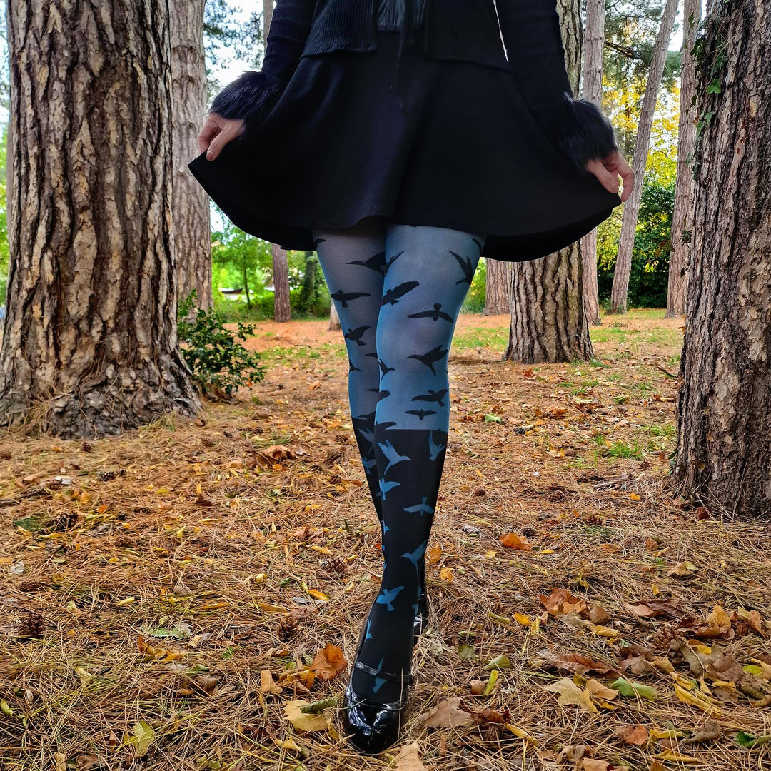 The Birds 80 Denier Tights | Goth & Witchy Bird Print Tights – Snag ...