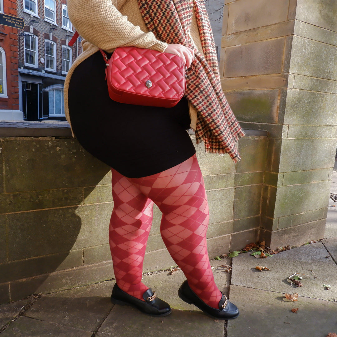 Burgundy Patterned Coloured Tights | Snag – Snag Australia